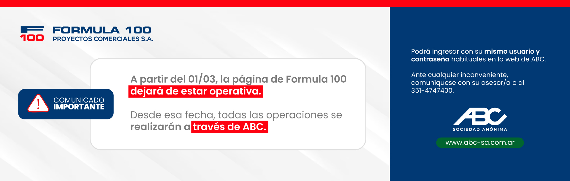 FÓRMULA 100 PROYECTOS COMERCIALES S.A.